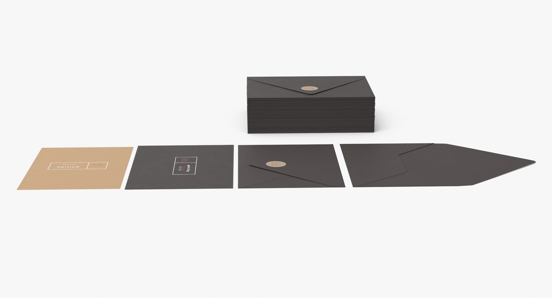 Small Square Envelopes Type 03 Flap Blank And Generic Model ...