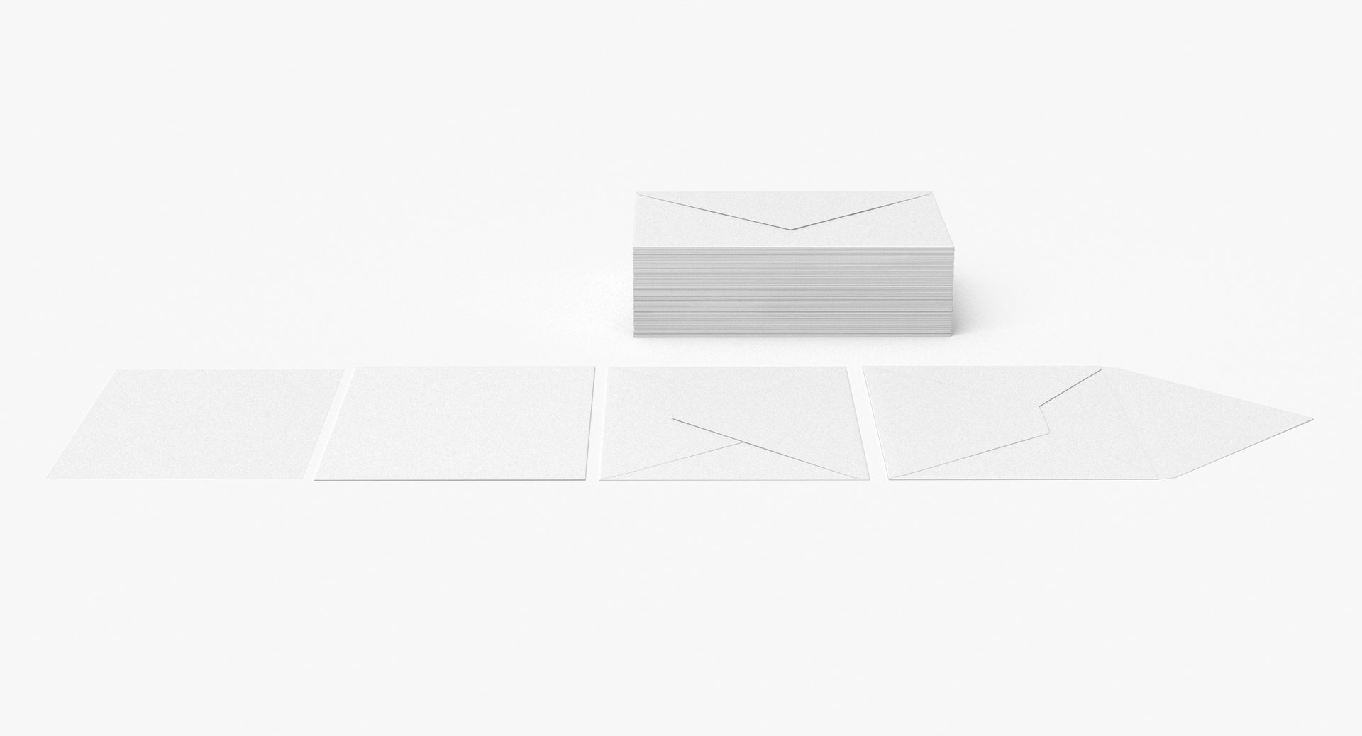 Small Square Envelopes Type 03 Flap Blank And Generic Model ...