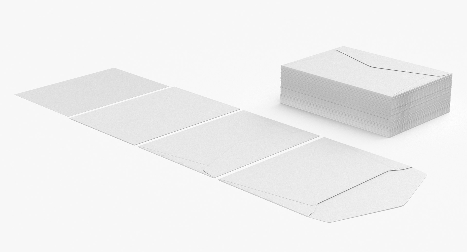 Small Square Envelopes Type 03 Flap Blank And Generic Model ...