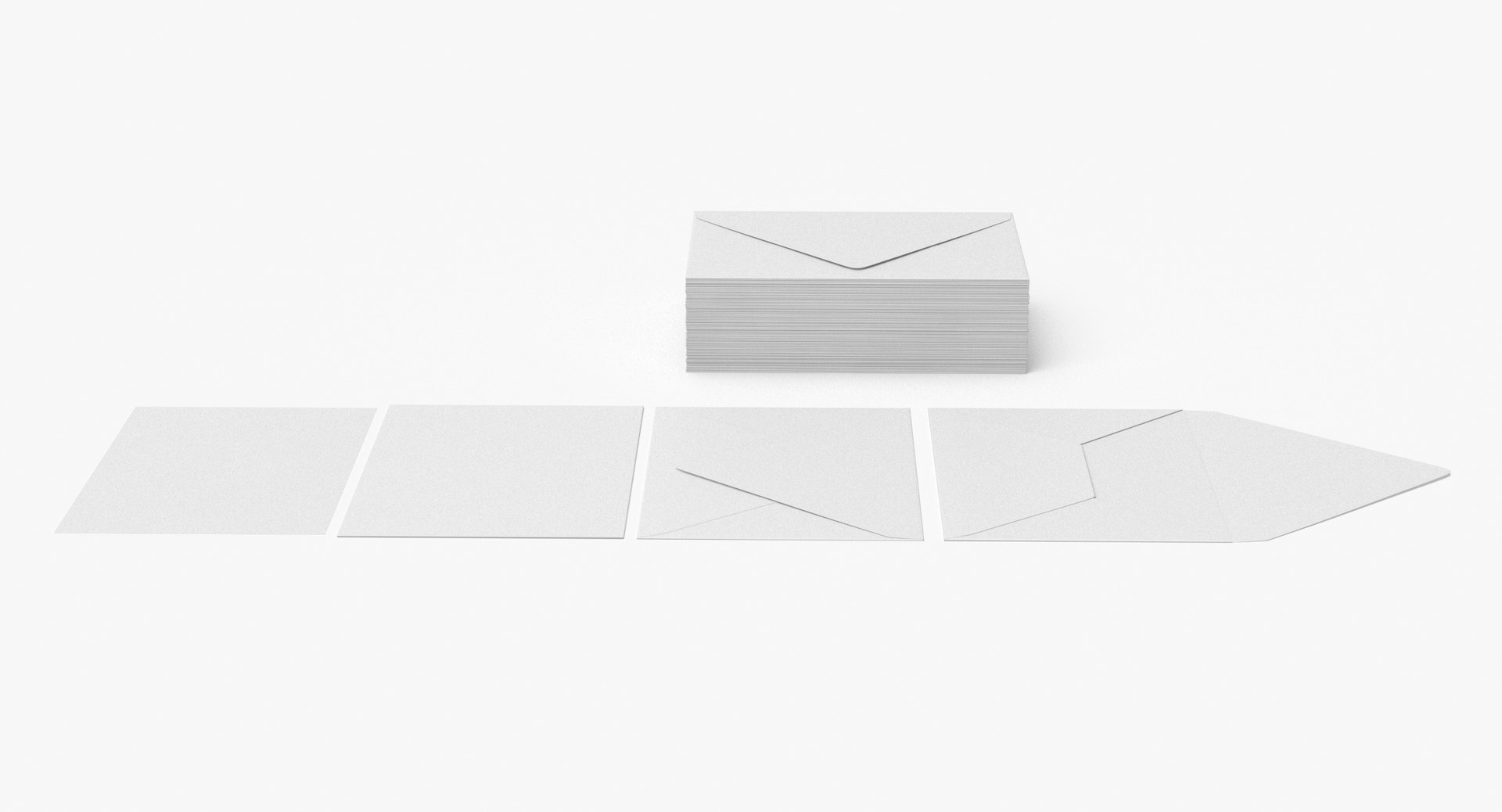 Small Square Envelopes Type 03 Flap Blank And Generic Model ...