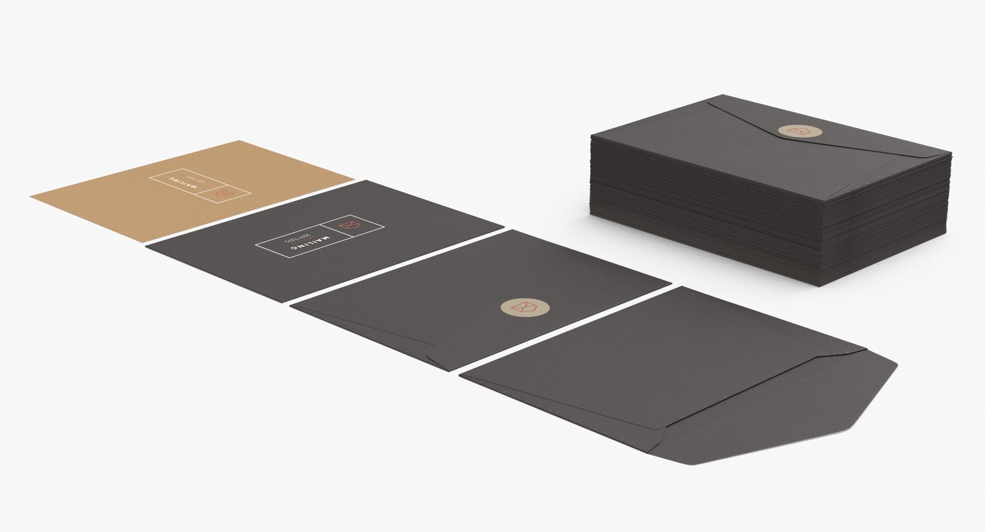 Small Square Envelopes Type 03 Flap Blank And Generic Model ...