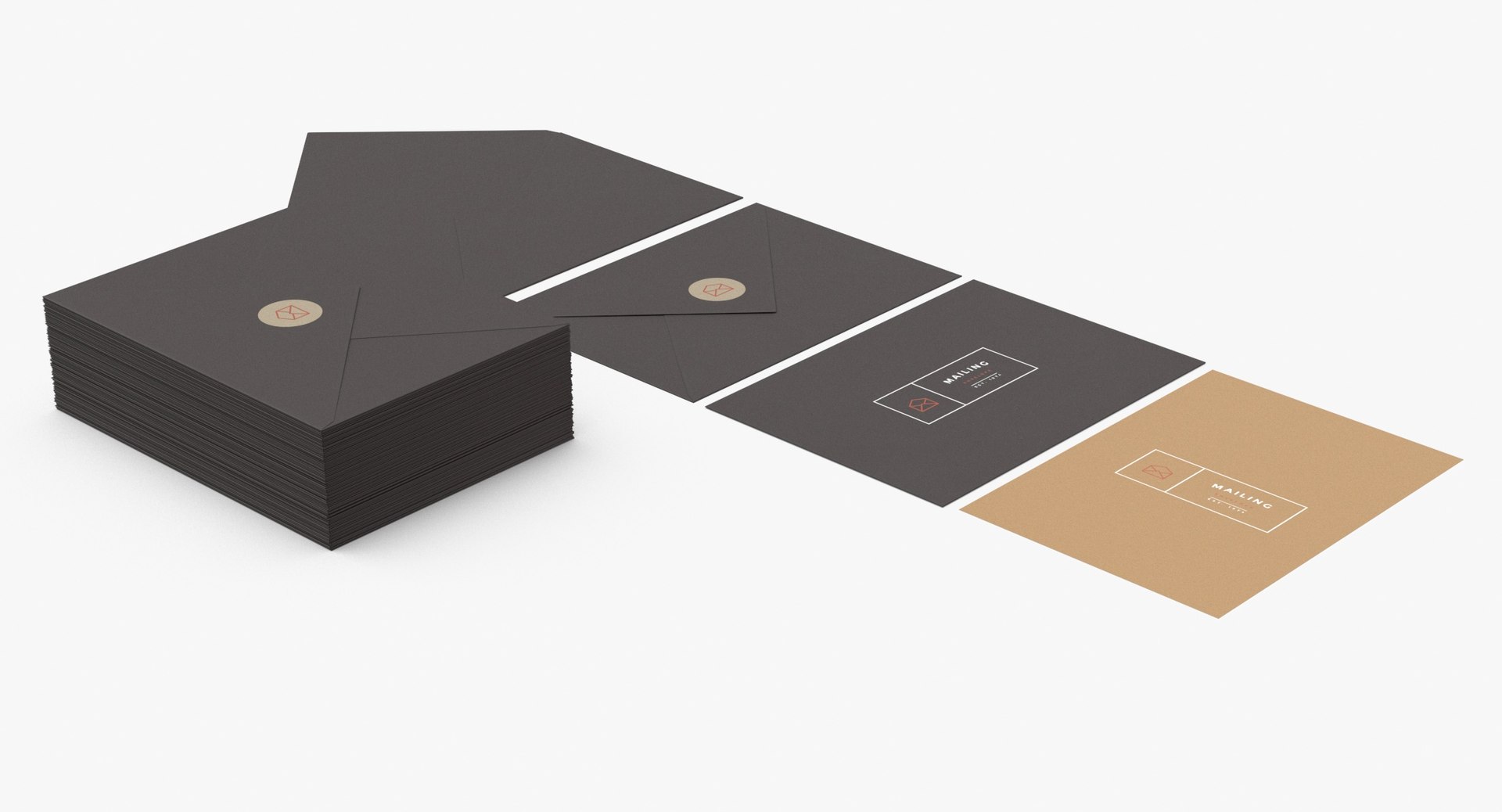 Small Square Envelopes Type 03 Flap Blank And Generic Model ...