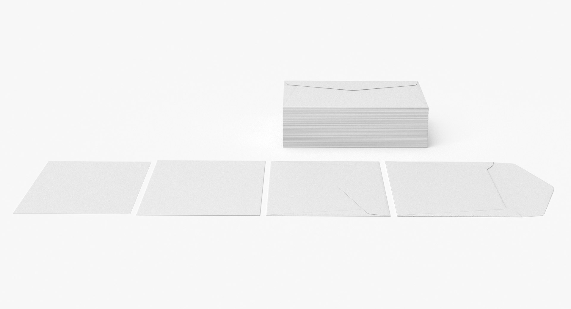 Small Square Envelopes Type 03 Flap Blank And Generic Model ...