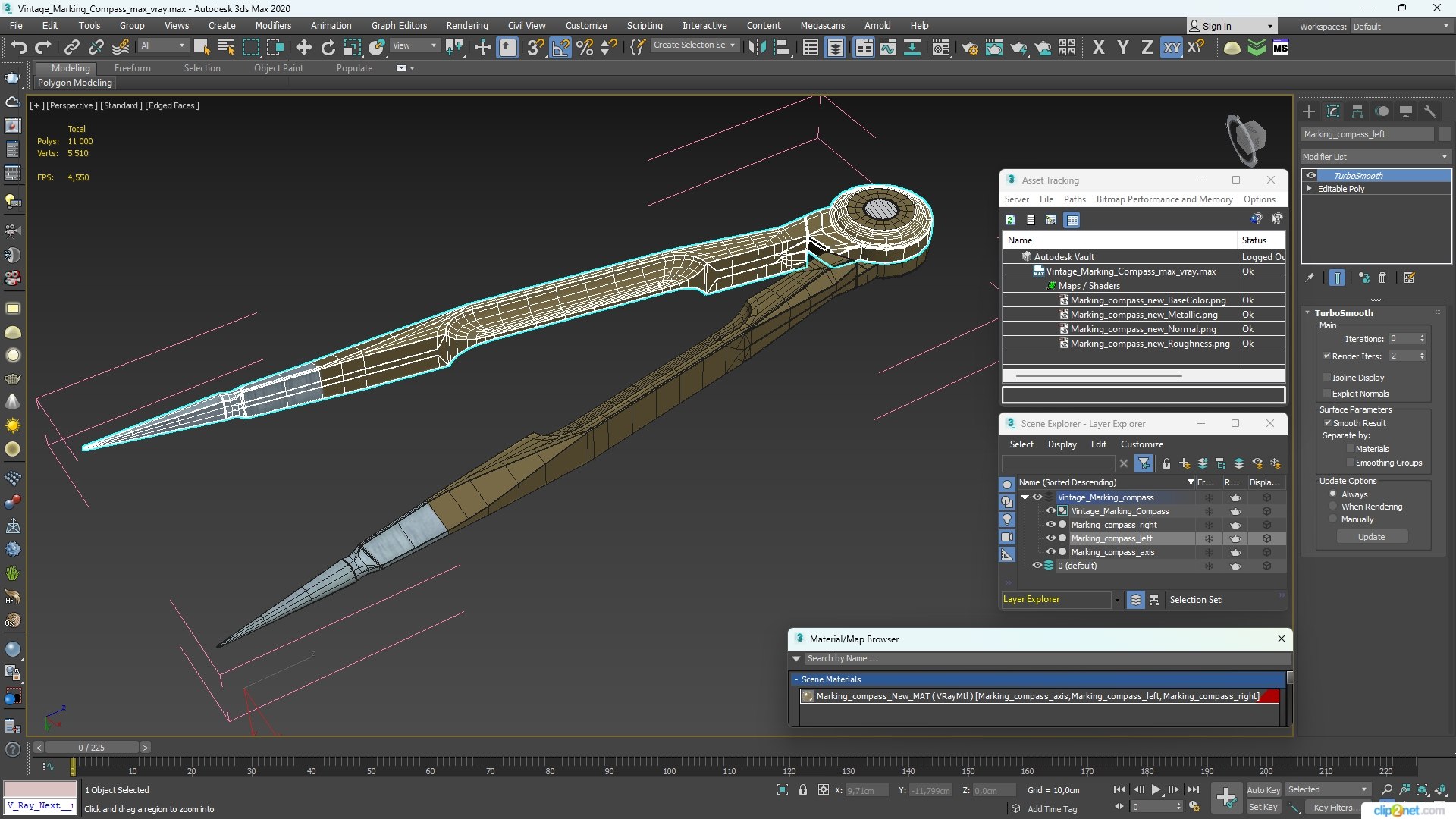 3D Vintage Marking Compass - TurboSquid 2284562