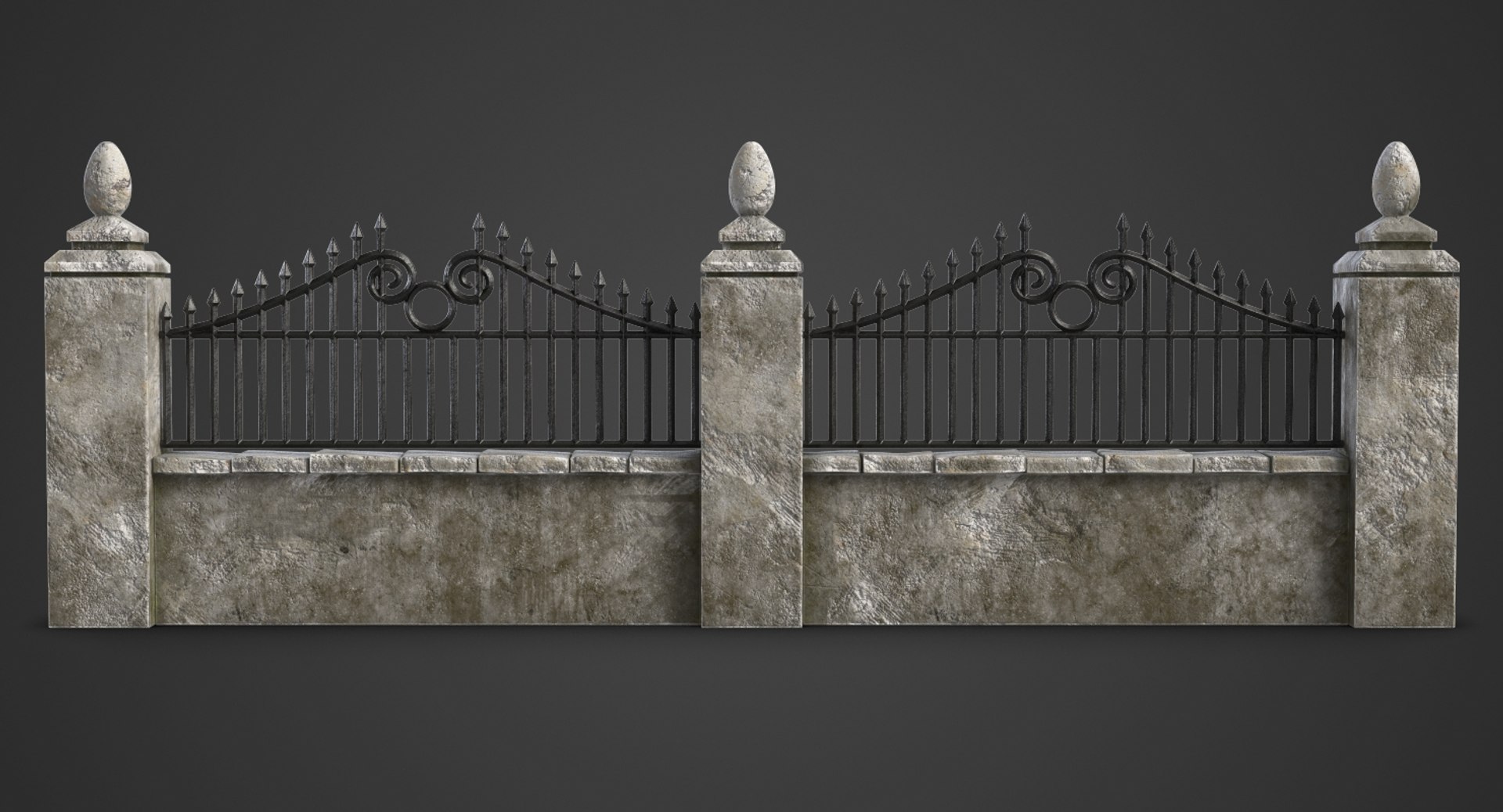 3d Model Cemetery Wall