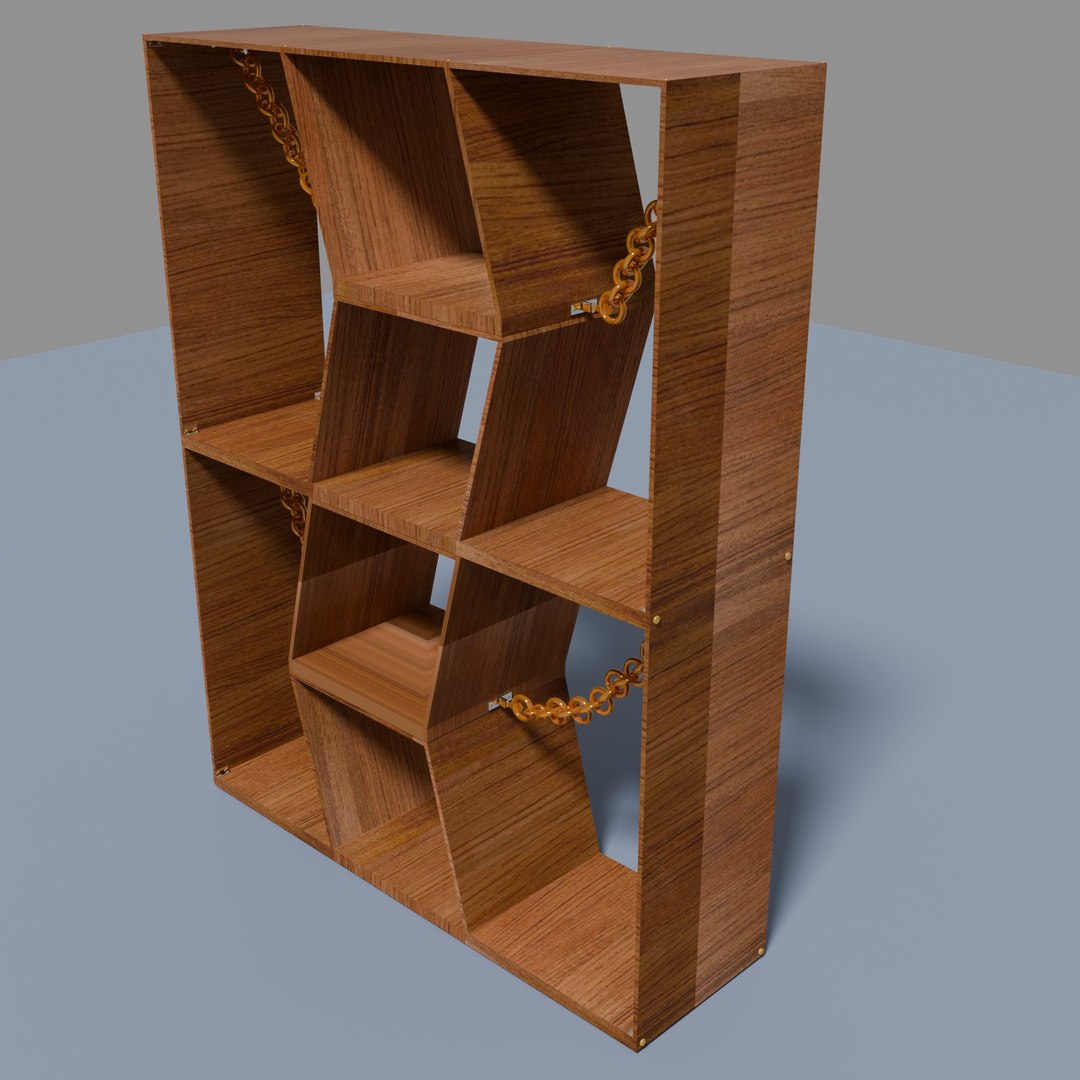 3D Bookcase Or Shelves With Gold Chains Model - TurboSquid 2454829