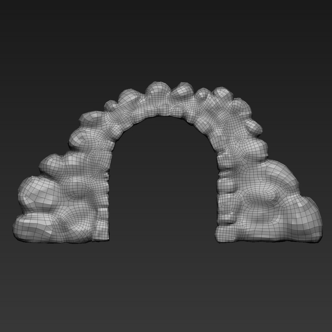 3d ancient mossy stone arc model