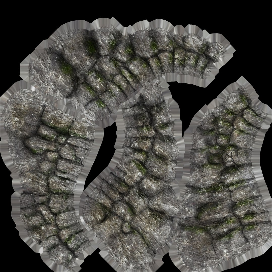 3d ancient mossy stone arc model