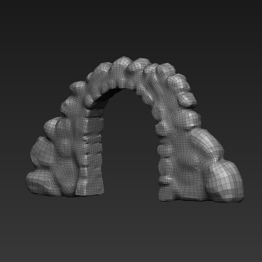 3d ancient mossy stone arc model