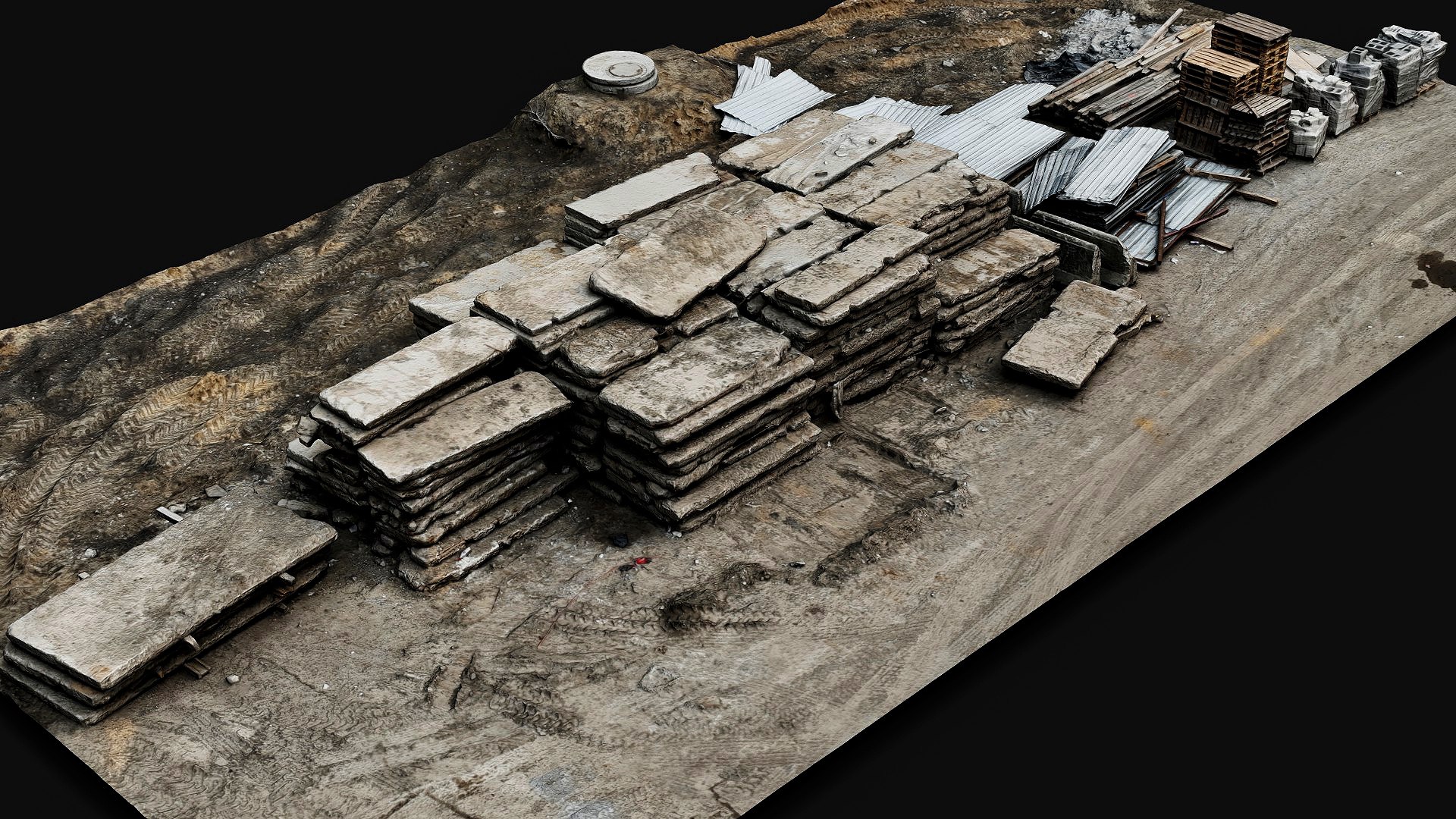Construction Site Concrete Slabs Storage Area Pt4 Photogrammetry Model ...