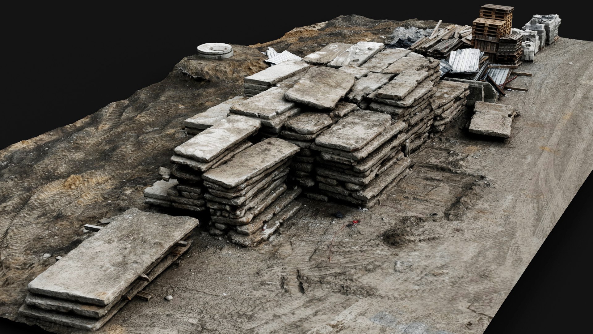 Construction Site Concrete Slabs Storage Area Pt4 Photogrammetry Model ...