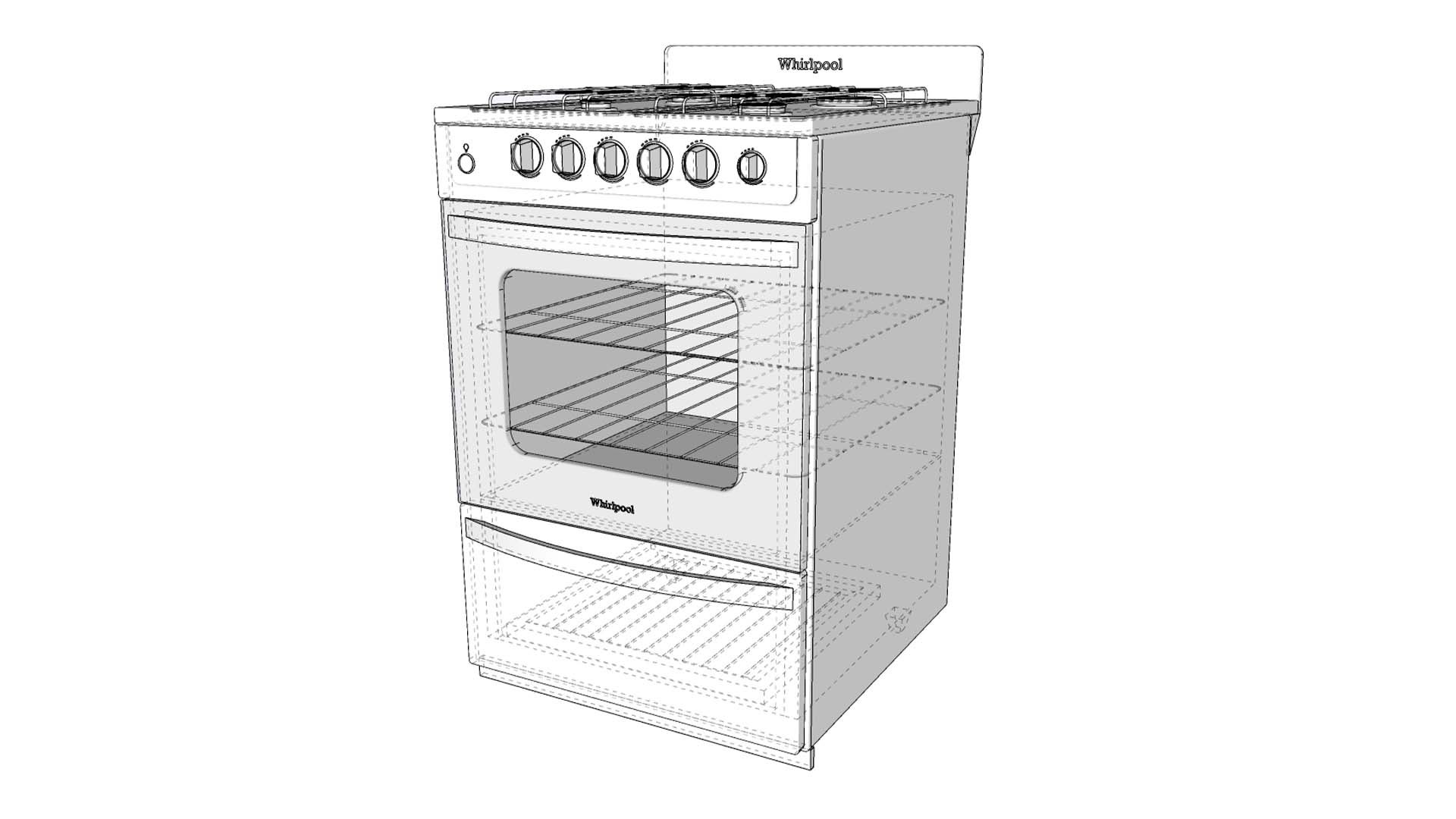 3D Whirlpool Gas Stove - TurboSquid 2139624