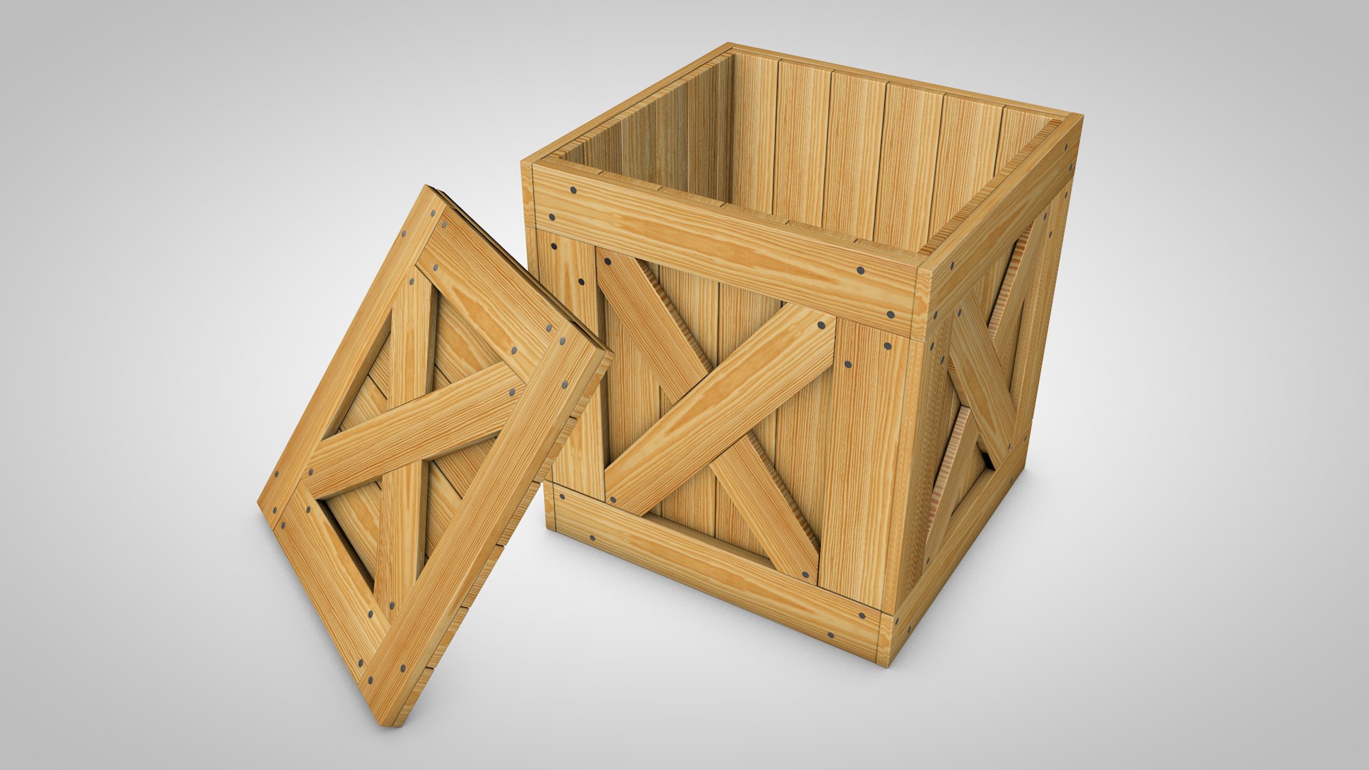 Wooden Box 3d Obj