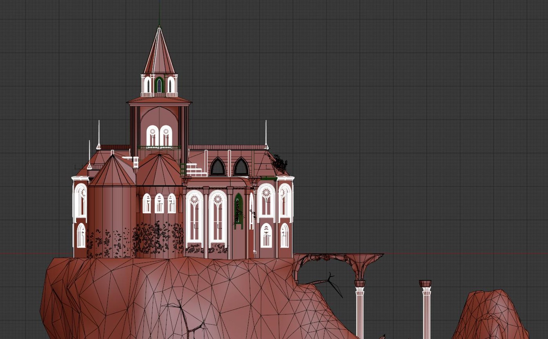 Old gothic castle low-poly 3D model - TurboSquid 1294139