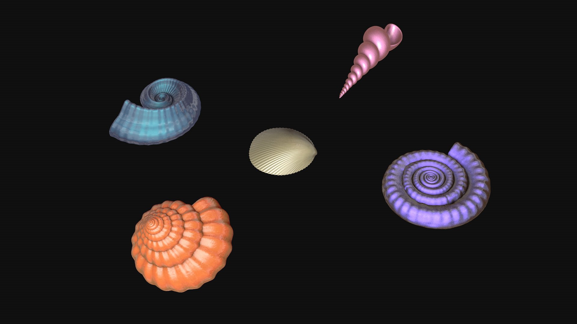 Shells And Ammonites 3D Model - TurboSquid 2357387