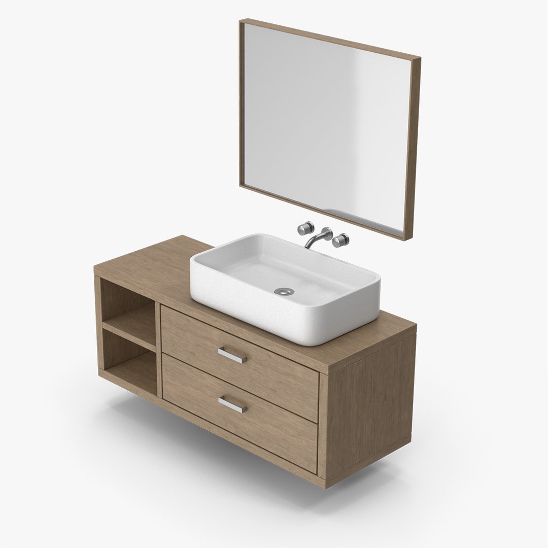 Dark Bathroom Cabinet And Sink 3D model - TurboSquid 2064403