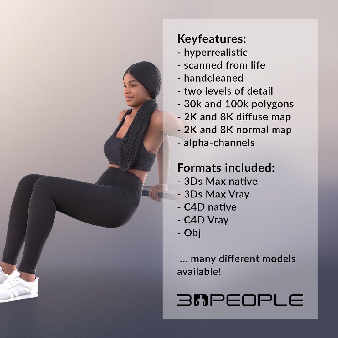 3D Model 11405 Micaela - Black Woman Doing Sport - TurboSquid 1796497