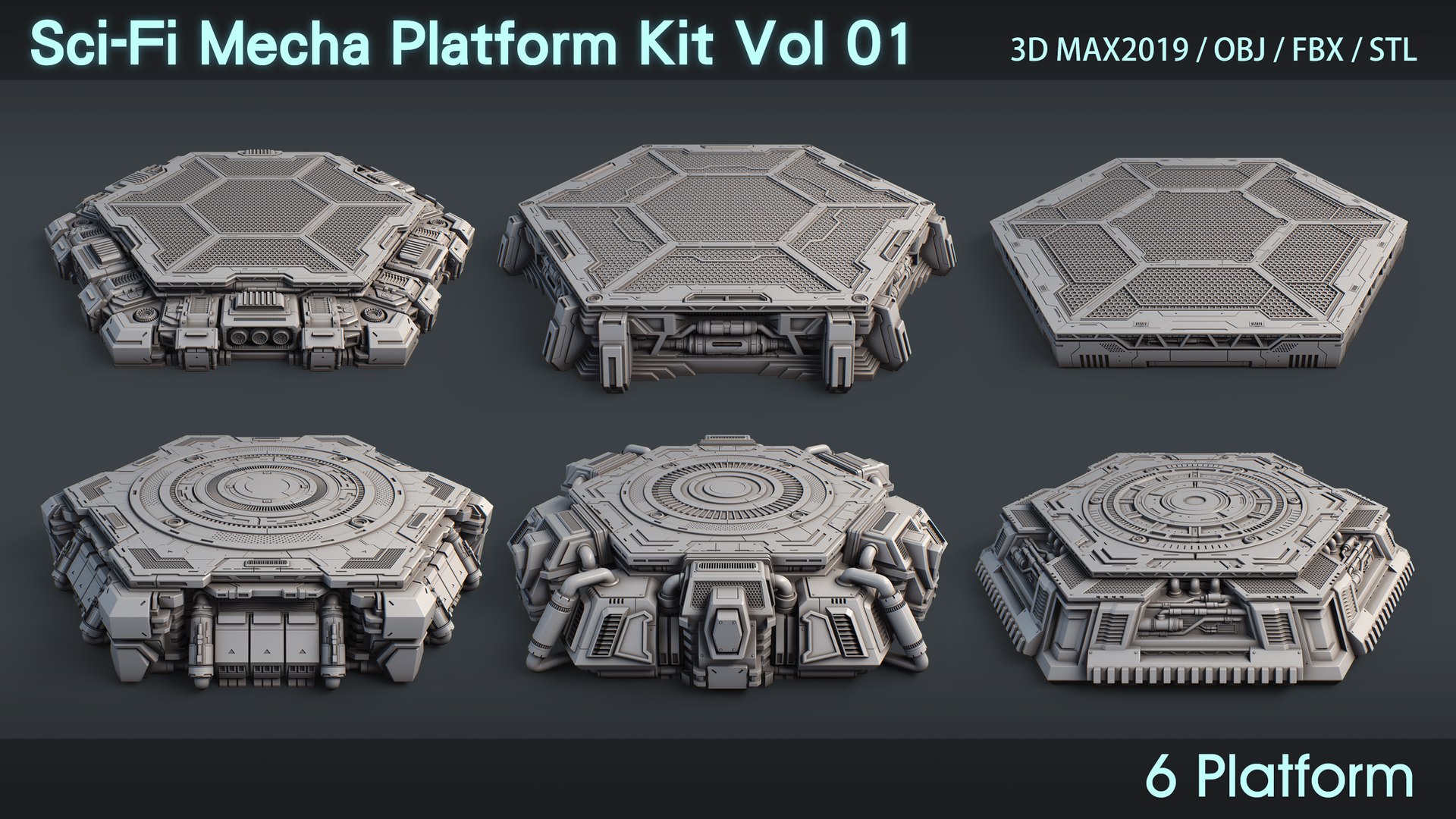 Sci-Fi Mecha Platform Kit Vol 01 3D Model - TurboSquid 2073706