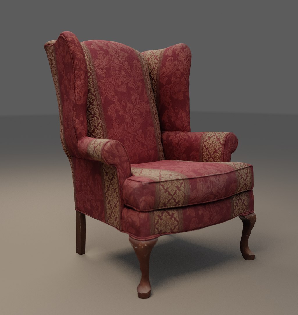 Red Wingback Chair Model - TurboSquid 1947774