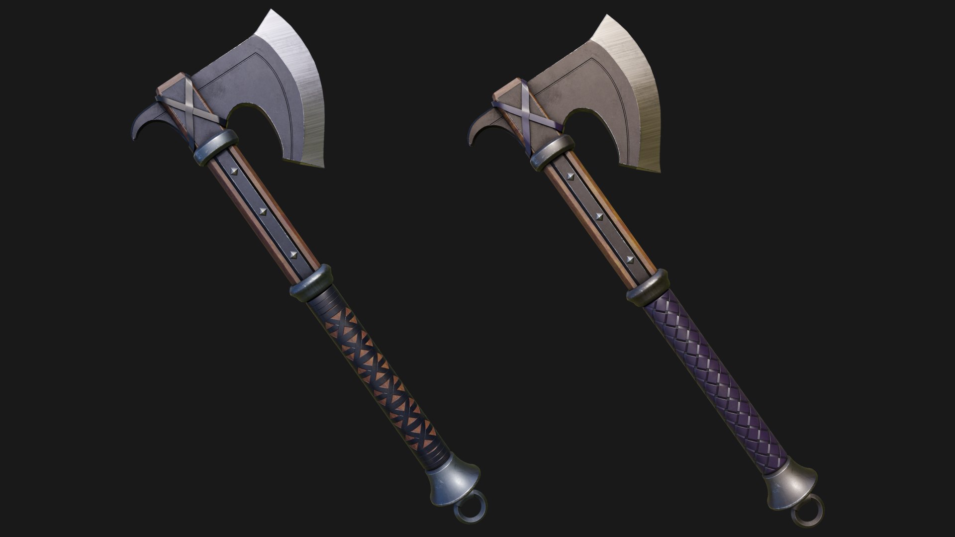 2 Battle Axe Collection All PBR Unity UE Textures Included 3D Model ...