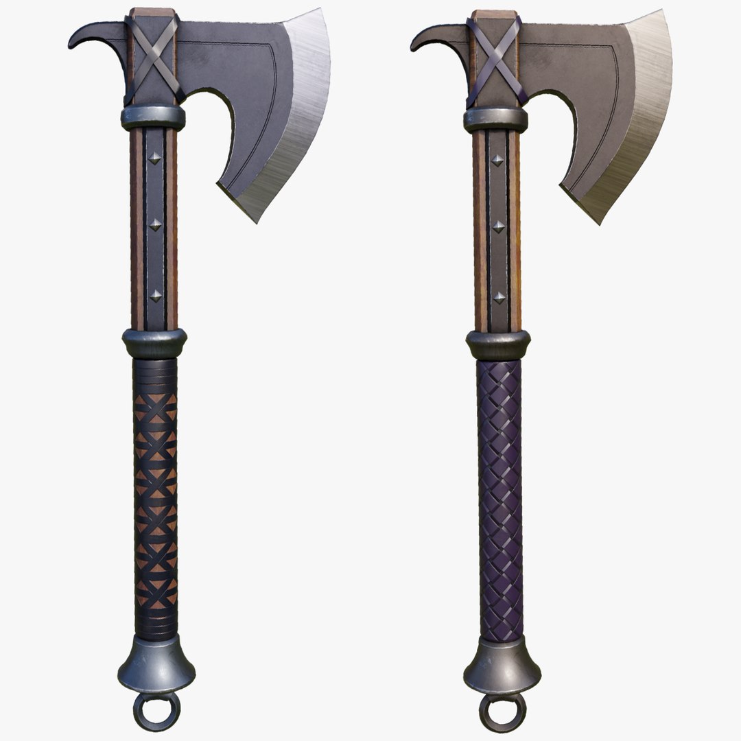 2 Battle Axe Collection All PBR Unity UE Textures Included 3D Model ...