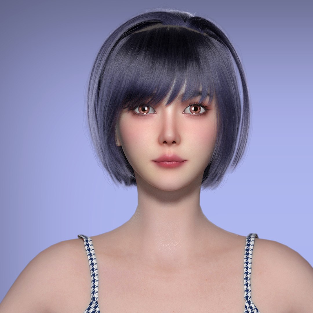 3d Model A Beautiful Short Haired Girl Model Turbosquid 2393298