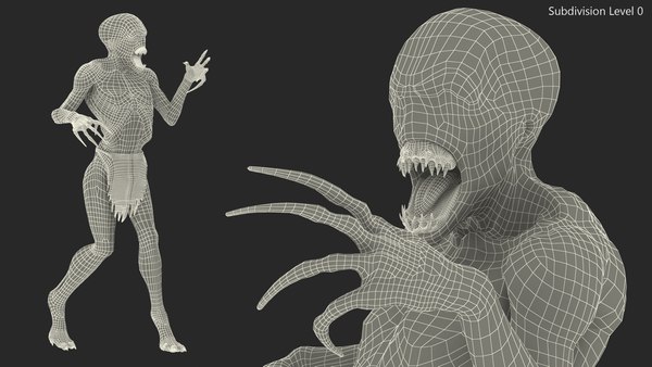 3D scary creature standing pose model - TurboSquid 1702757