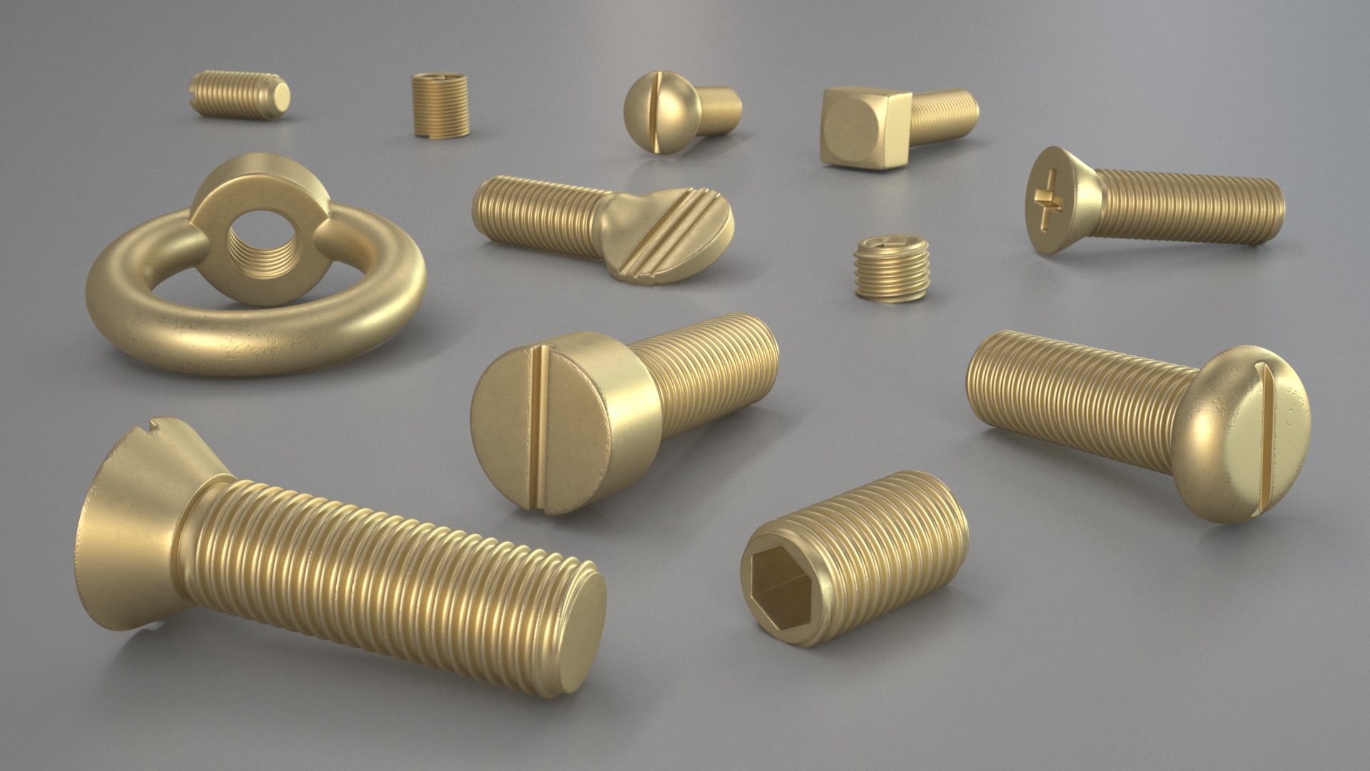 Brass Screw Kit Model - TurboSquid 2256127