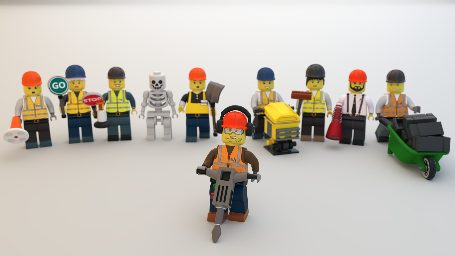 3D Lego 10 workers with tools model - TurboSquid 1792460