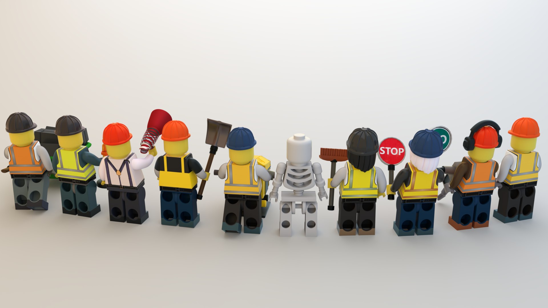 3D Lego 10 workers with tools model - TurboSquid 1792460