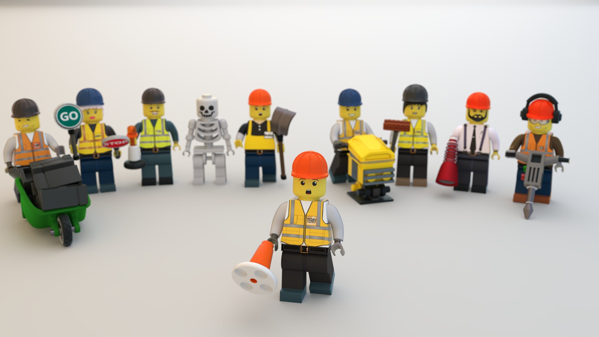 3D Lego 10 workers with tools model - TurboSquid 1792460