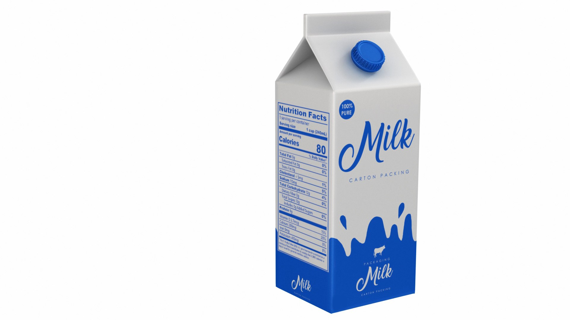 3D Milk Carton Box 1 Model - TurboSquid 2043763