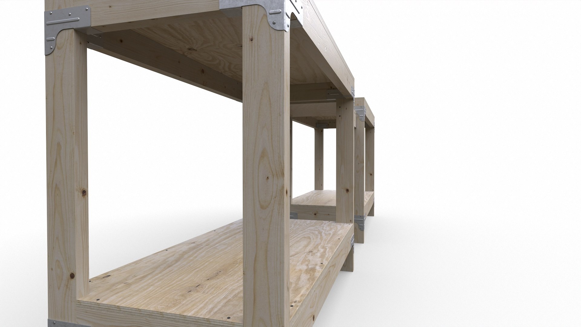 Wood Heavy-Duty Workbench V2 3D - TurboSquid 2079433