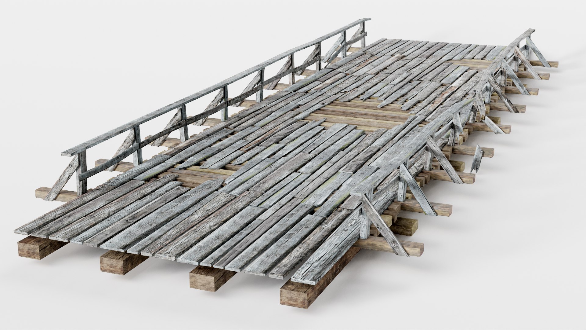 Wooden old bridge damaged an3 3D model - TurboSquid 1964957