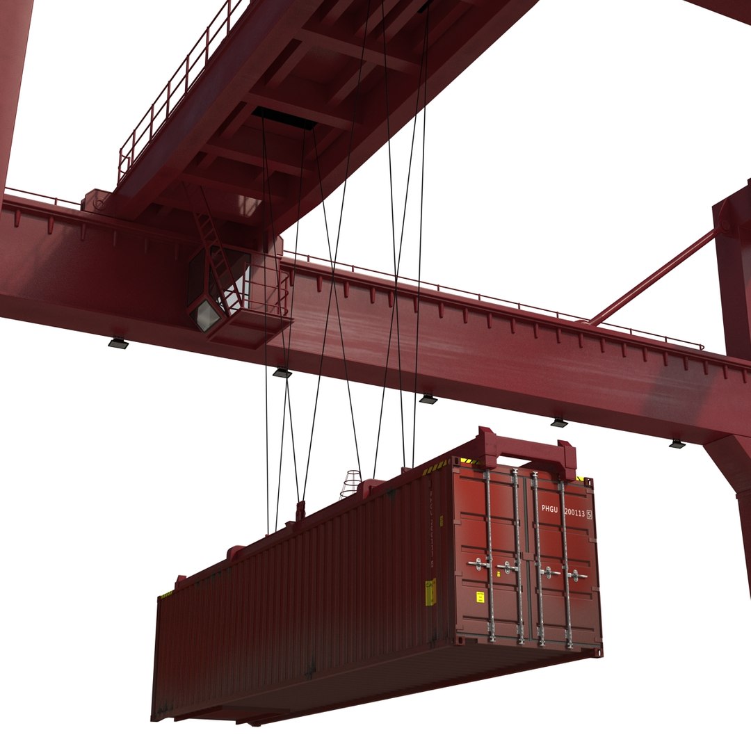 3d model rail mounted gantry container crane