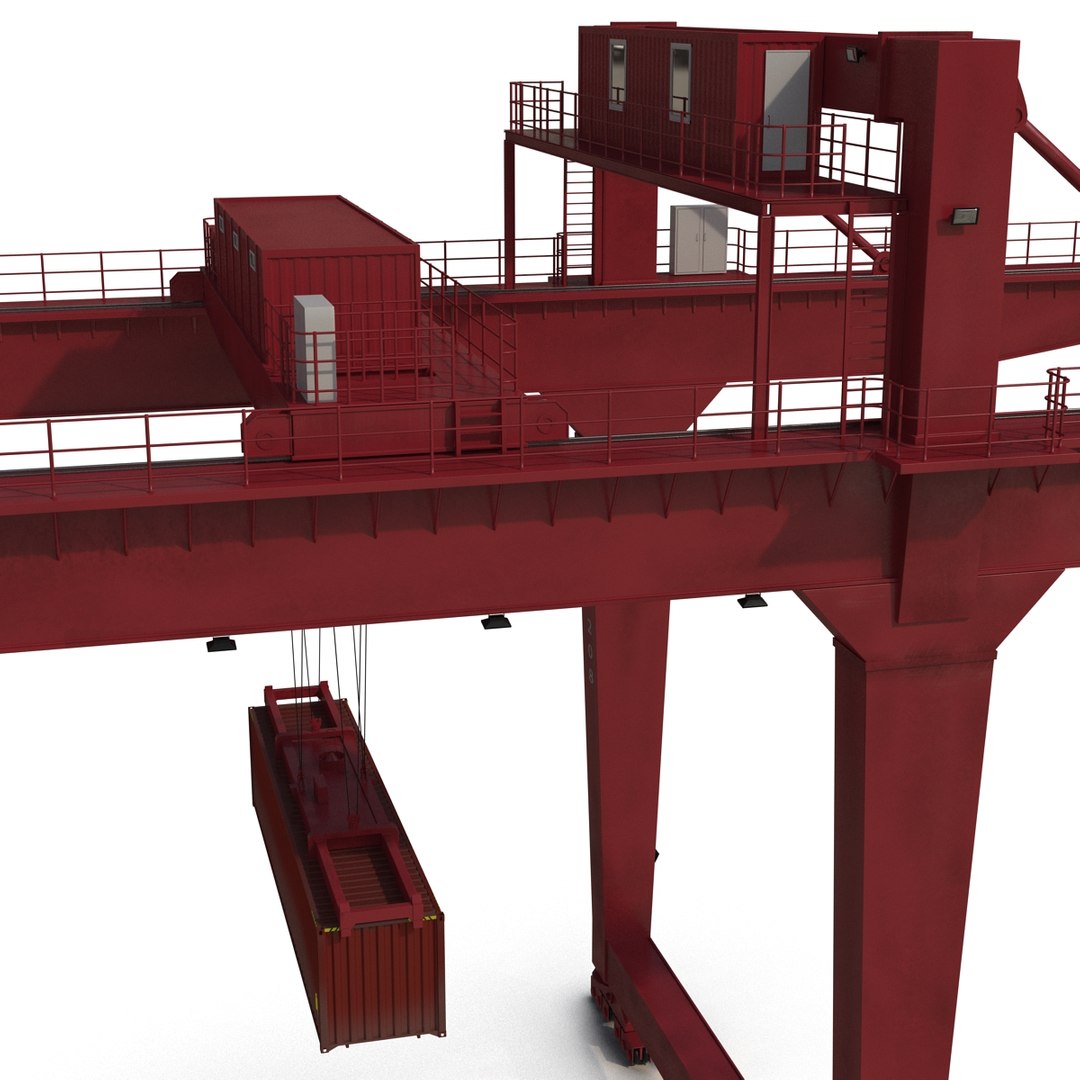 3d model rail mounted gantry container crane