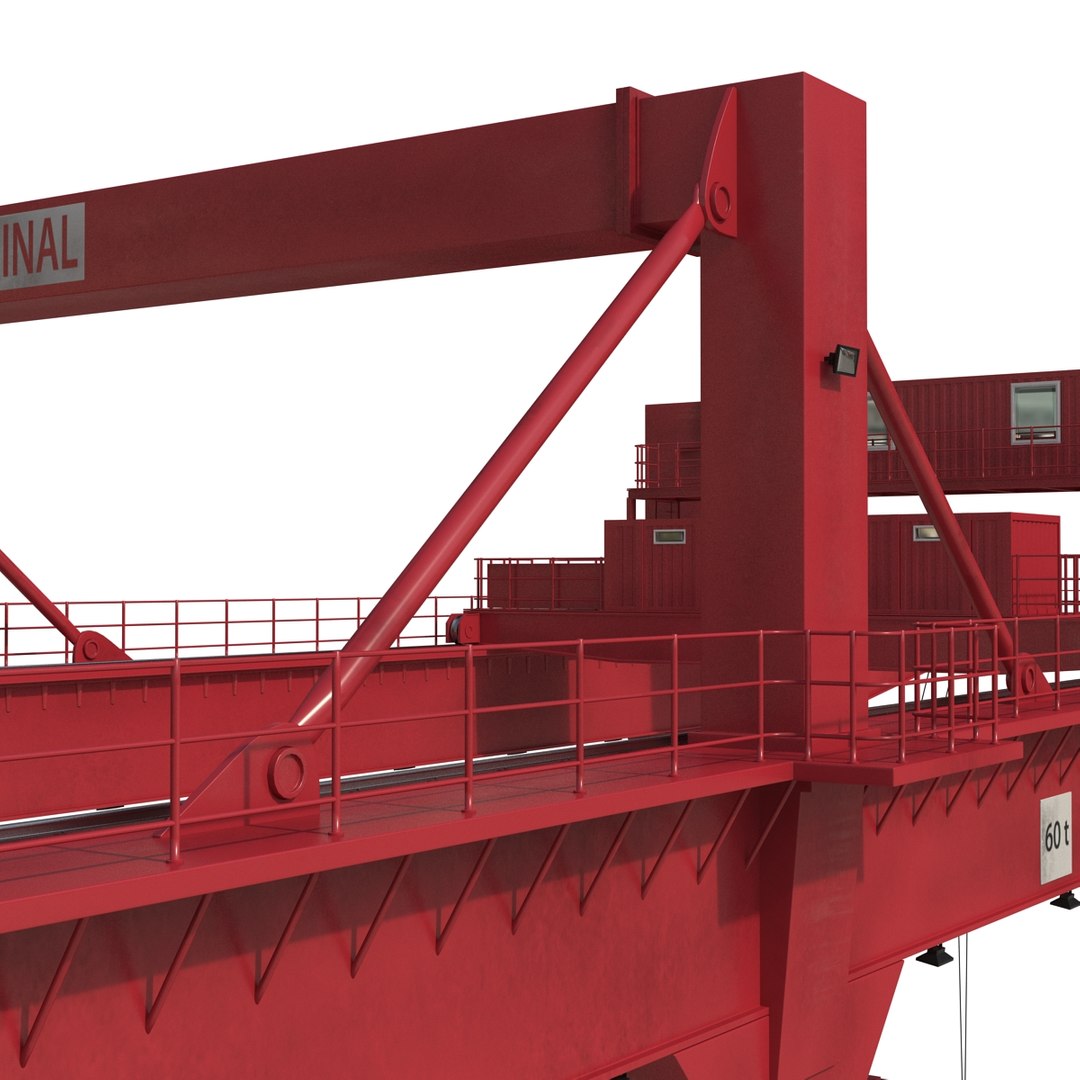 3d model rail mounted gantry container crane