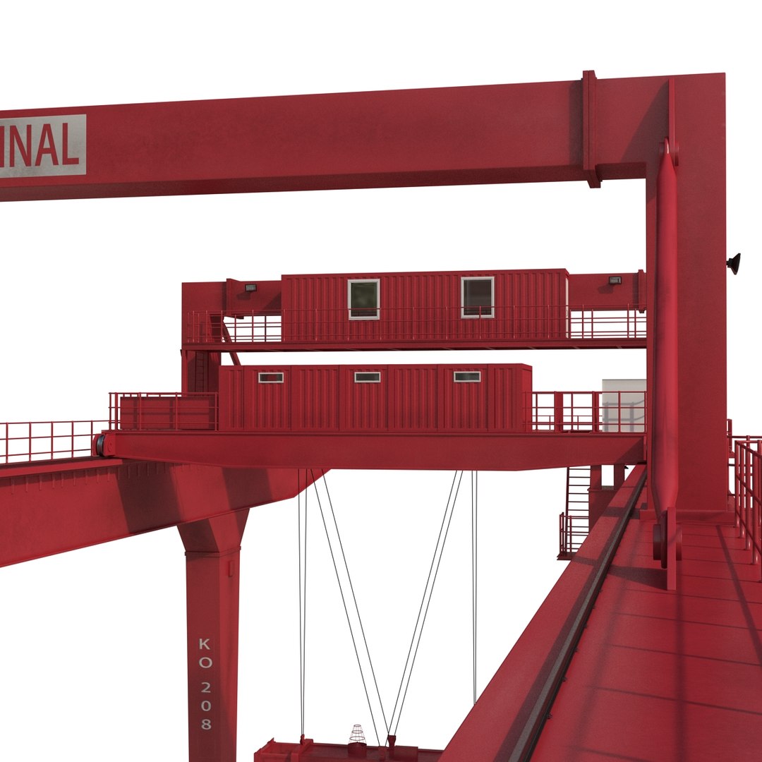 3d model rail mounted gantry container crane