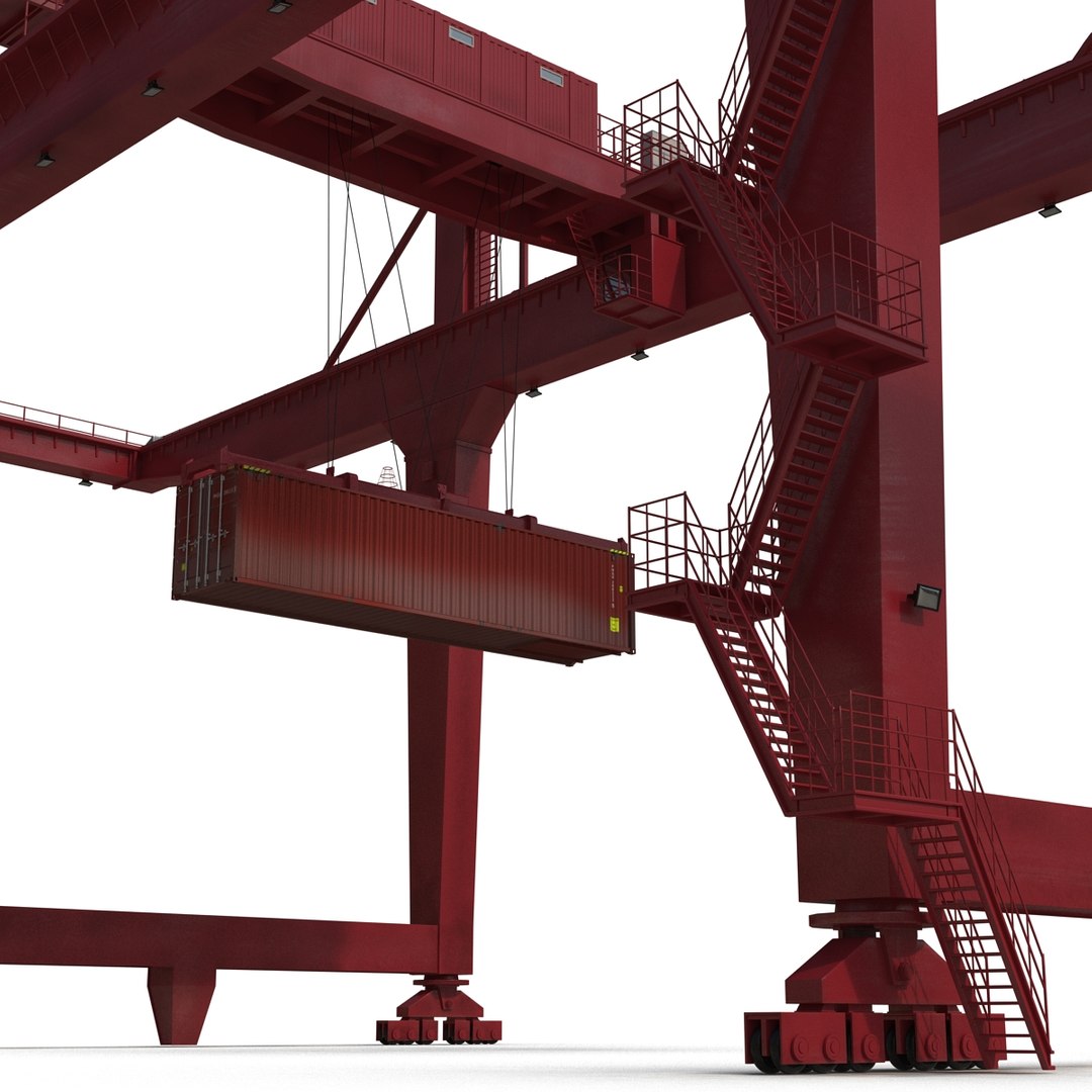 3d model rail mounted gantry container crane
