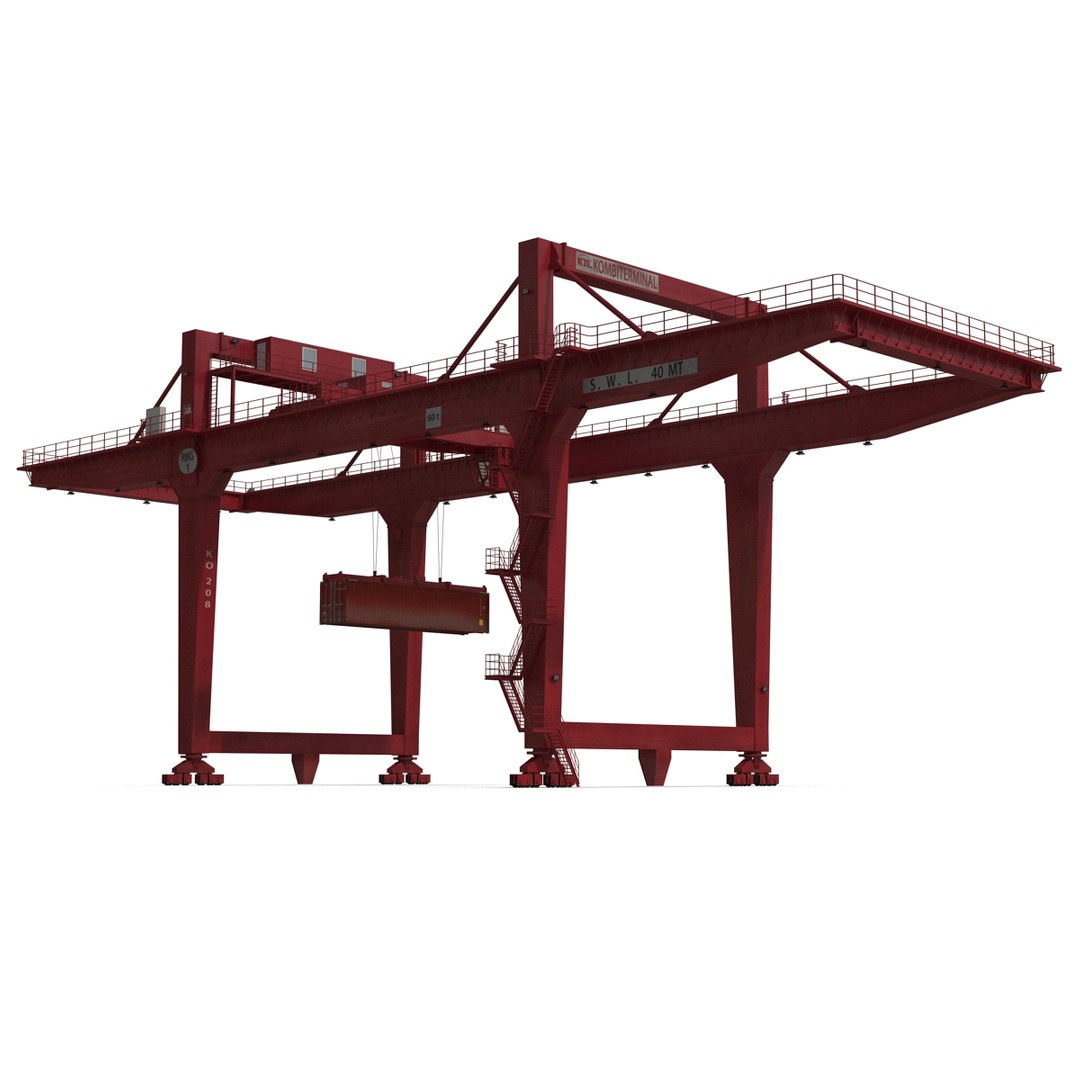 3d model rail mounted gantry container crane