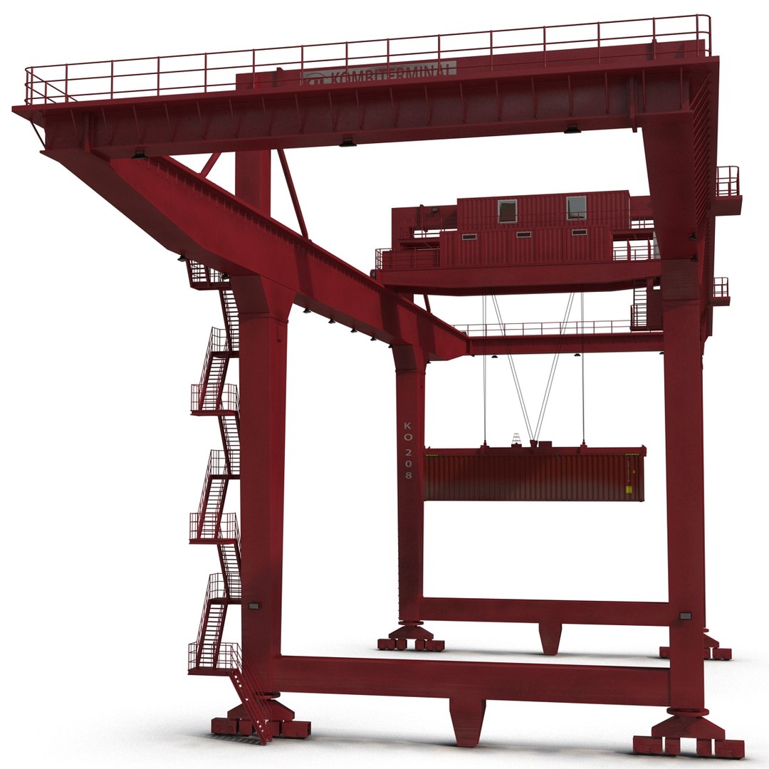 3d model rail mounted gantry container crane
