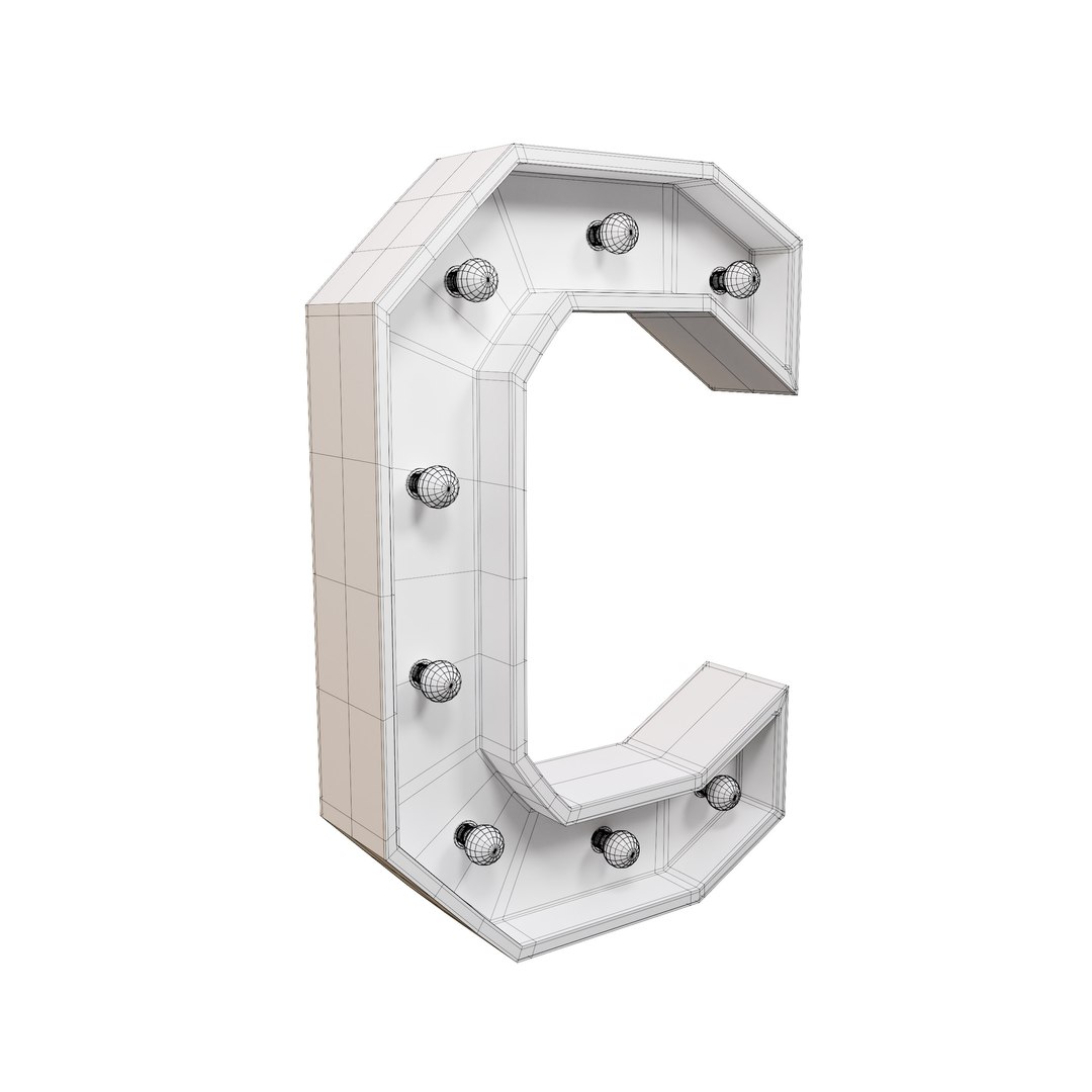 3D Marquee Letter C Glow Sign 3dmodel - TurboSquid 1975407