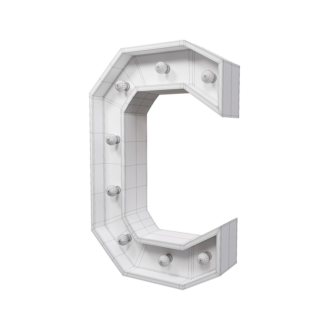 3D Marquee Letter C Glow Sign 3dmodel - TurboSquid 1975407