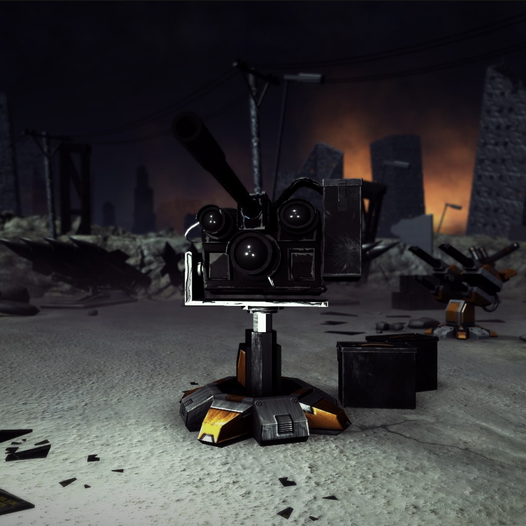 3d Model Sci-fi Guardian Turret