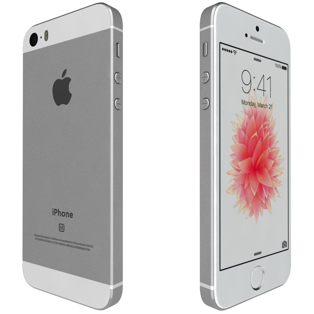 3d apple iphone se silver model