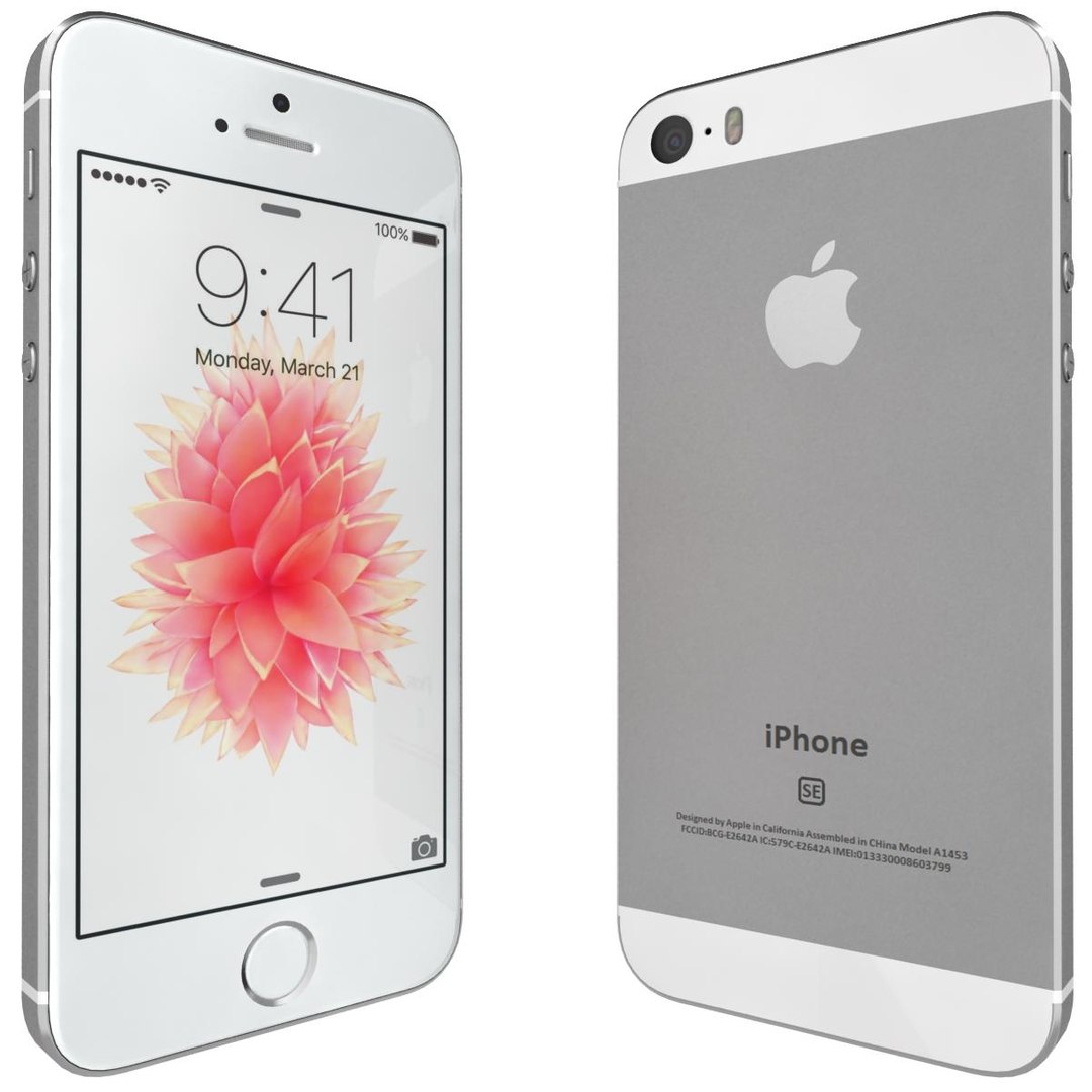 3d apple iphone se silver model