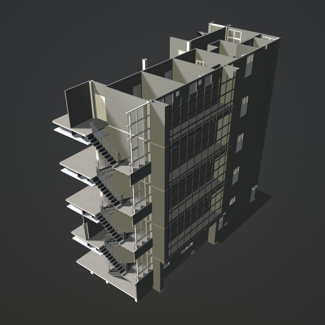 Office Building In Section Cut 3D Model - TurboSquid 2070631