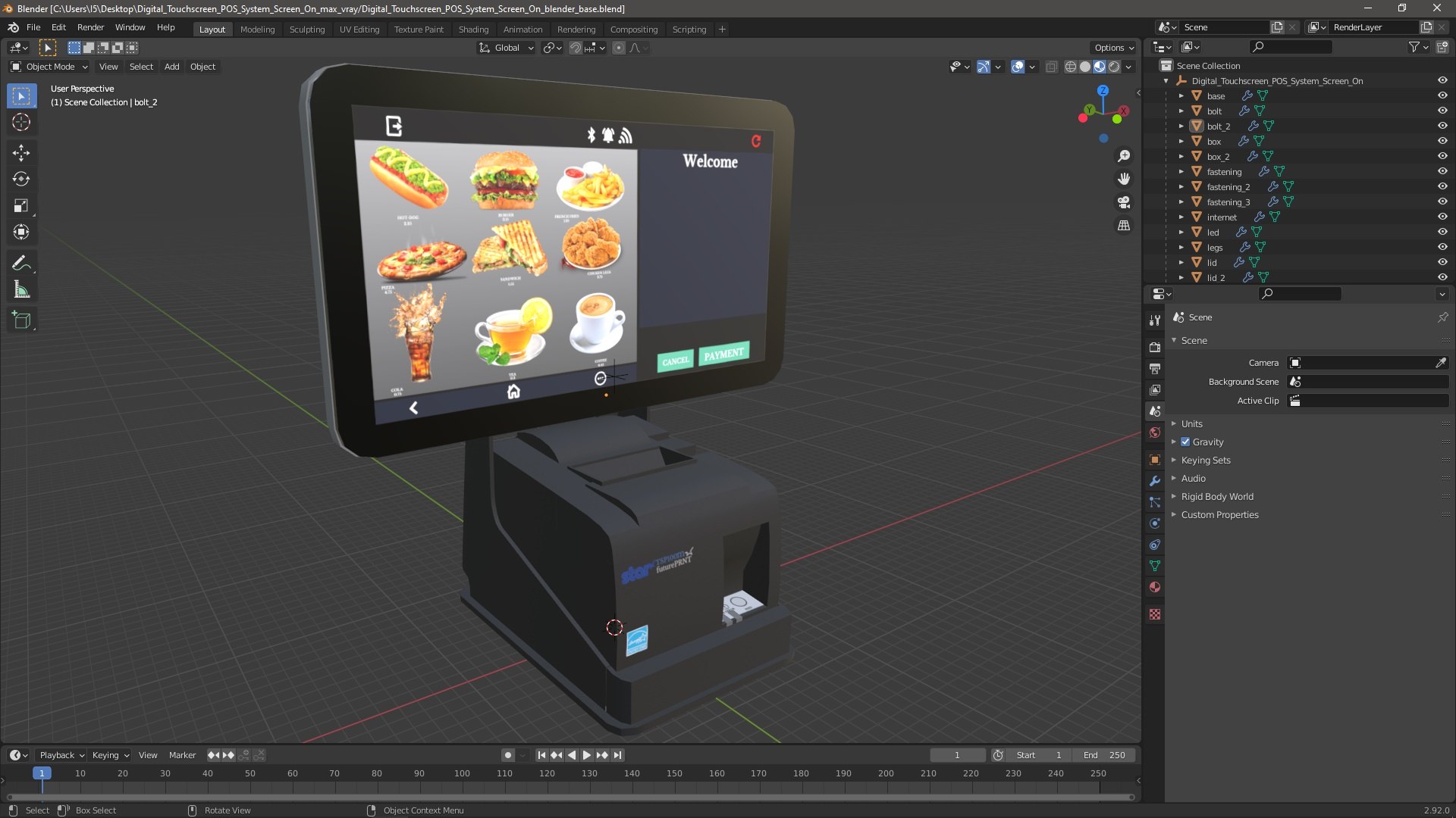 3D Model Digital Touchscreen POS System Screen On - TurboSquid 2191846
