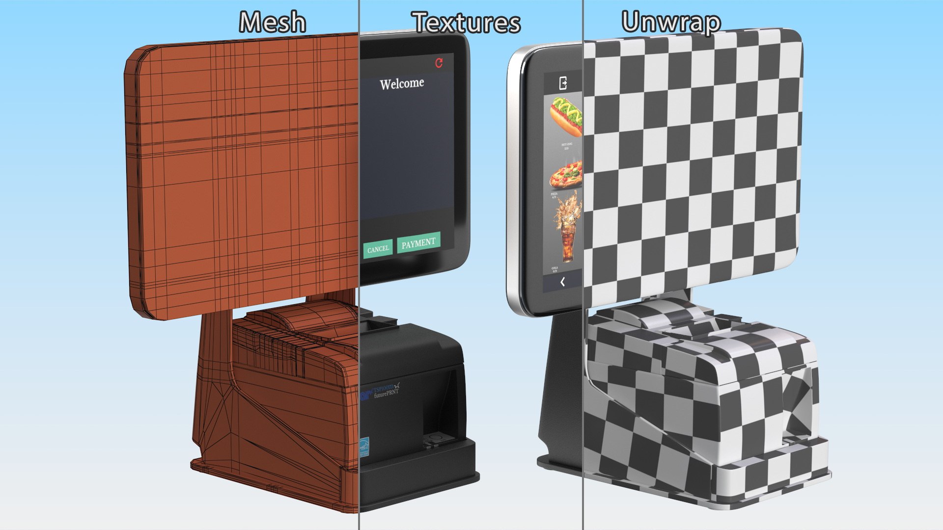 3D Model Digital Touchscreen POS System Screen On - TurboSquid 2191846