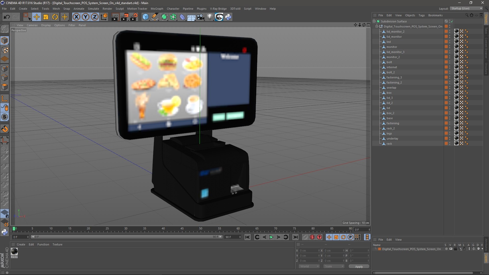 3D Model Digital Touchscreen POS System Screen On - TurboSquid 2191846